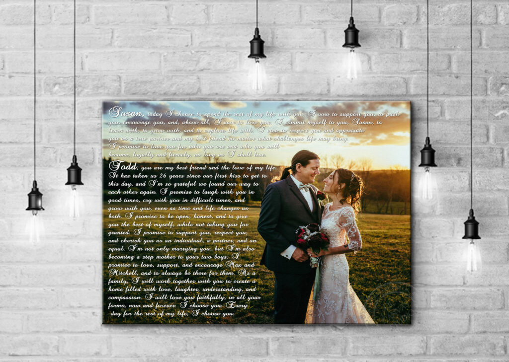 Wedding Vow Art, Framed Wedding Vows, Wedding Vow canvas, Anniversary ...
