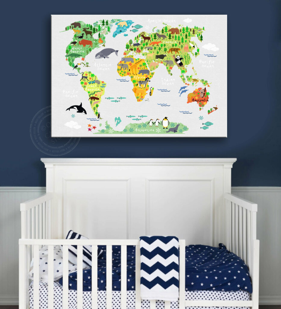 POSTER PRINT MAP, Kids Poster Map, Canvas Print Map, Personalized World ...