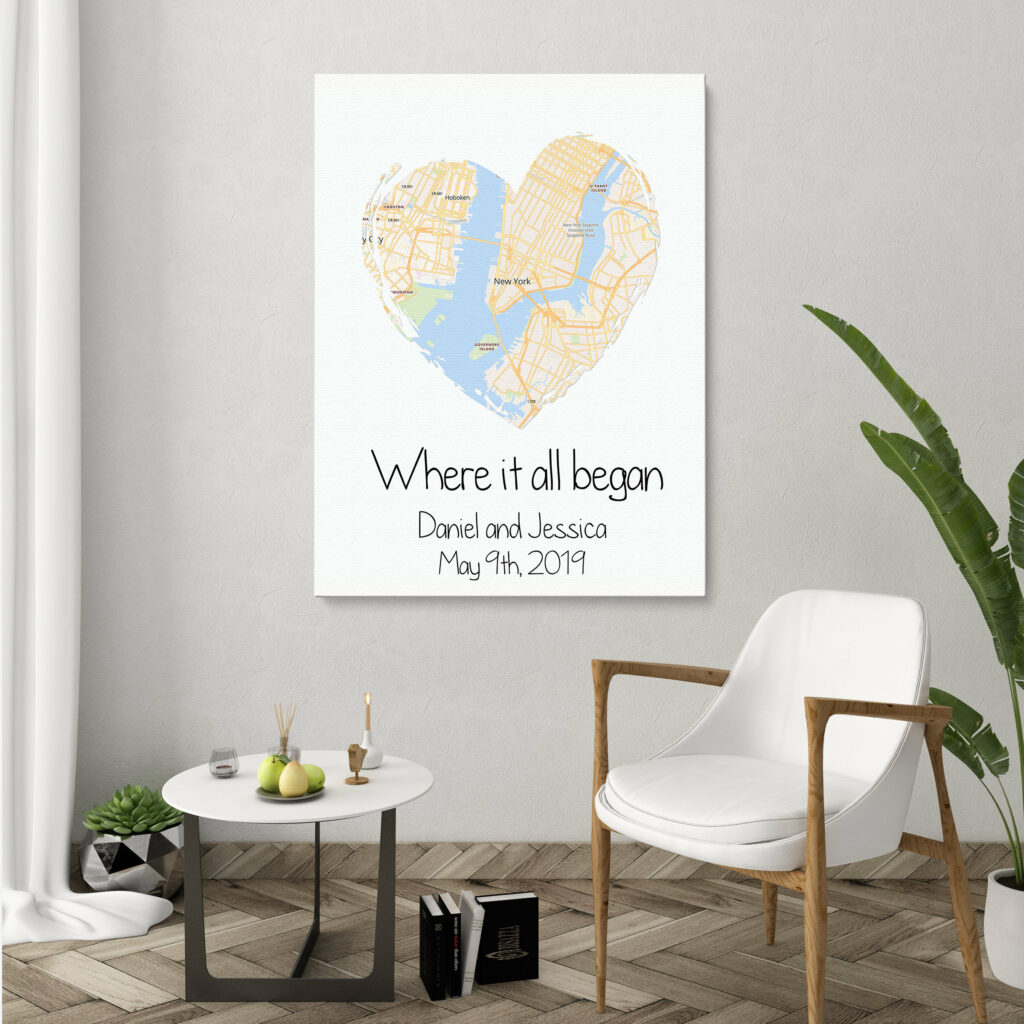 Any city map canvas, Personalized canvas print, Custom location canvas ...