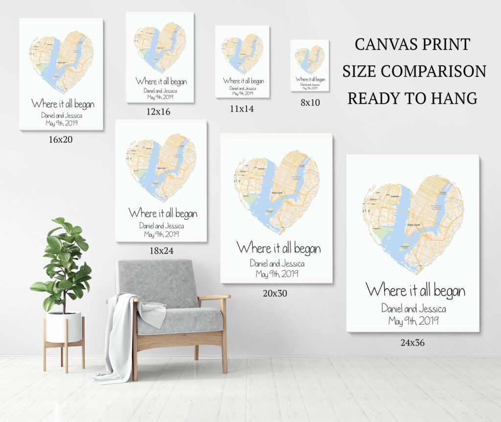 Any city map canvas, Personalized canvas print, Custom location canvas ...