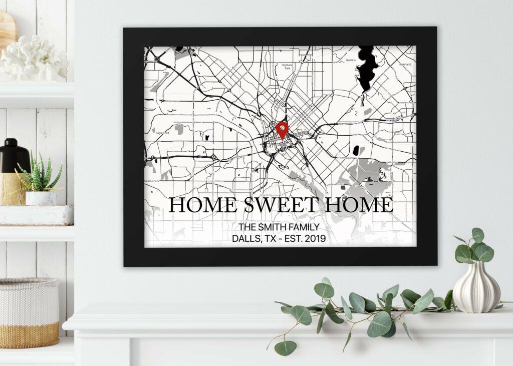 Custom map print, Custom home address print, Home sweet home ...
