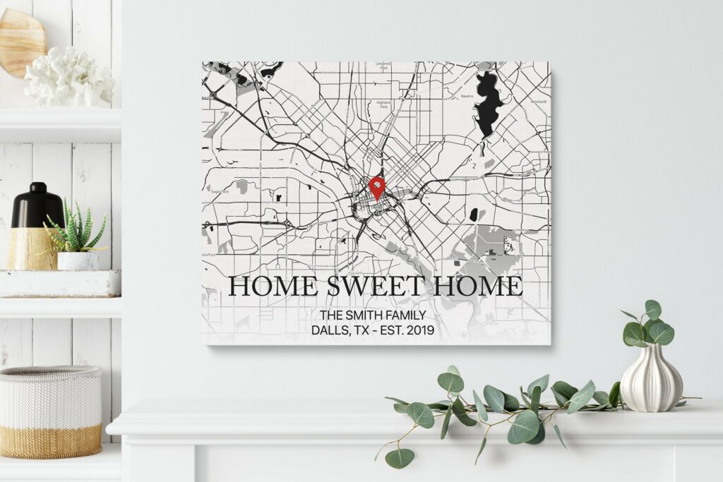 Custom map print, Custom home address print, Home sweet home ...