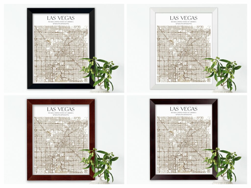 Las Vegas city map canvas, Las Vegas map canvas, Framed canvas map ...
